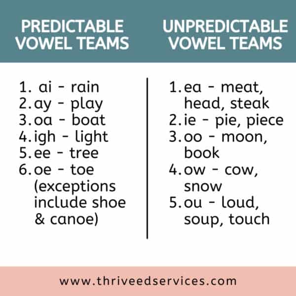 Vowel Team Syllable (Vowel Digraphs & Vowel Diphthongs) FREE Word List