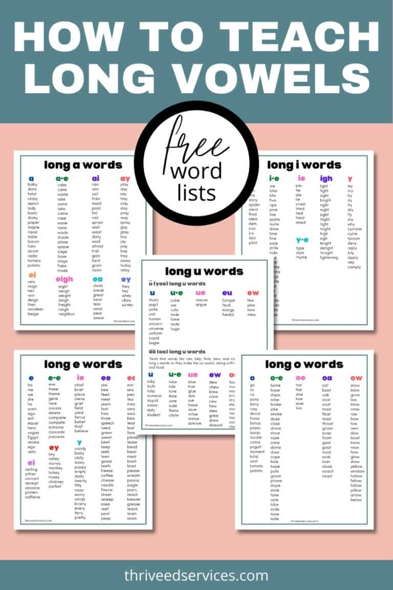 How to Teach Long Vowel Sounds: FREE Word Lists & Activities