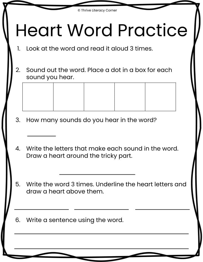 The Heart Word Method for Teaching Sight Words - FREE Template