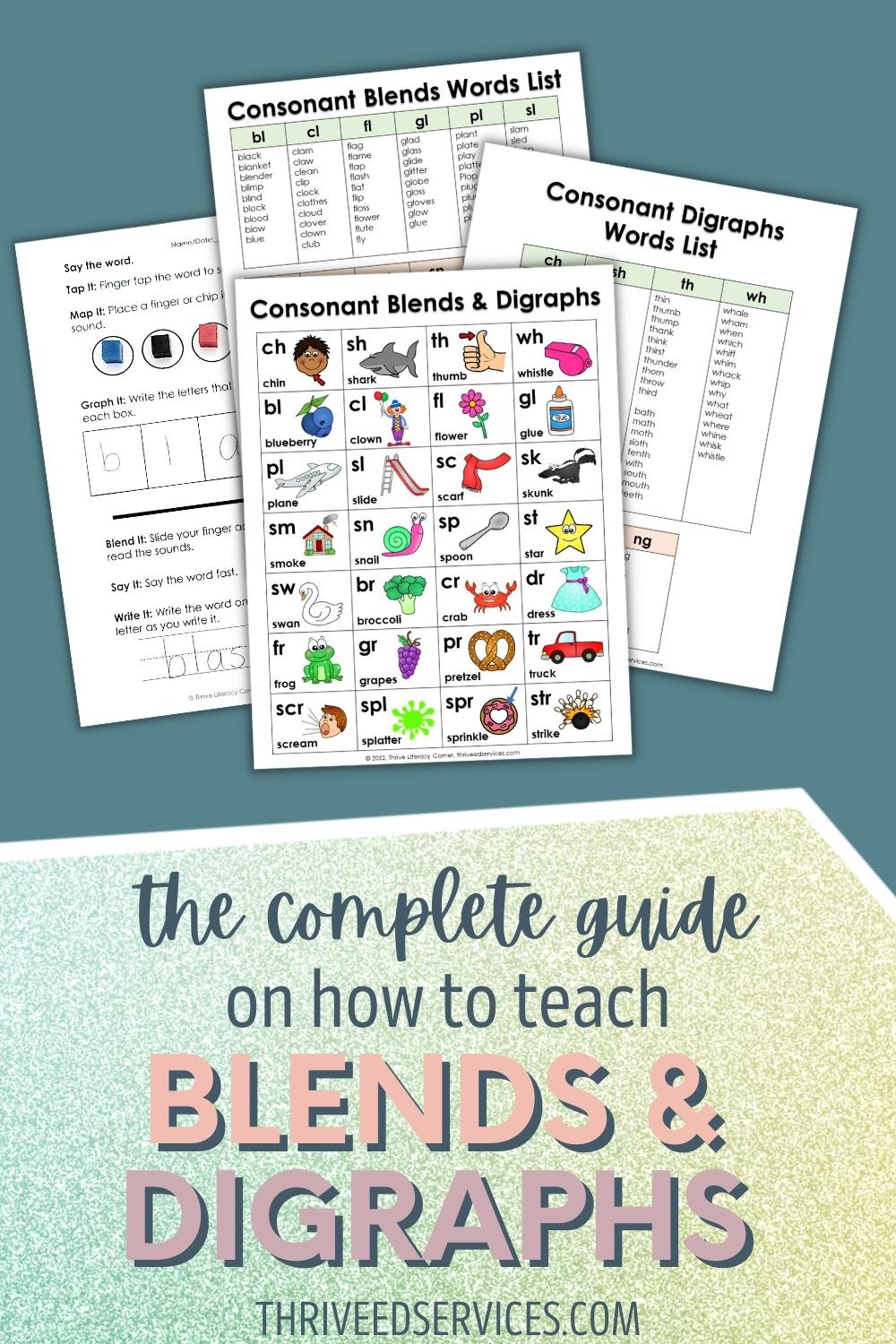 Teaching Consonant Blends & Consonant Digraphs + FREE Word List & Chart