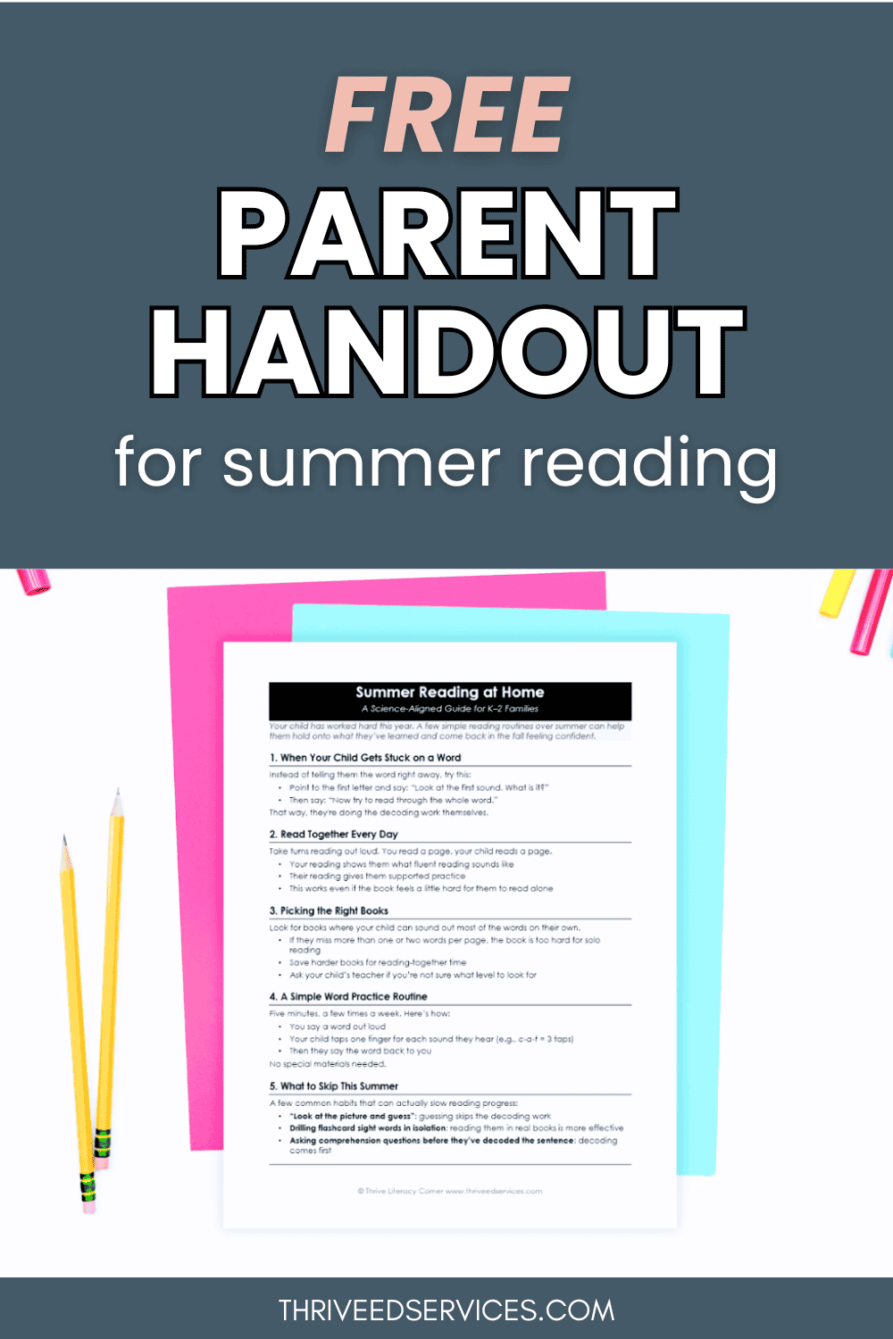 Free Parent Handout for Summer Reading (Science-Aligned and Ready to ...