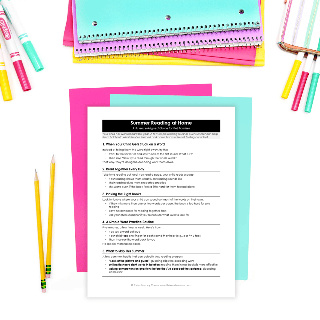 Free Parent Handout for Summer Reading (Science-Aligned and Ready to ...
